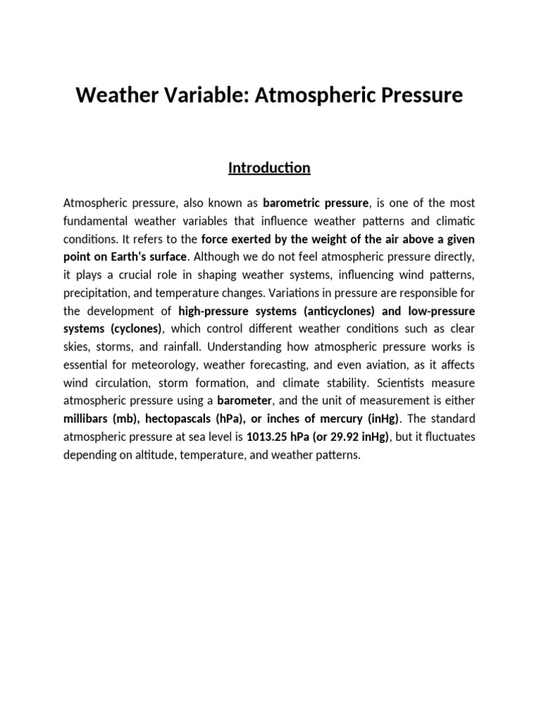 Atmospheric Pressure | PDF | Weather | Atmospheric Pressure