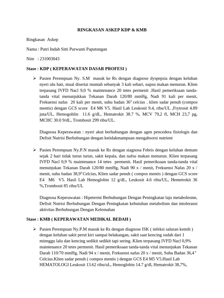 Ringkasan Askep (PUTRI INDAH PAPUTUNGAN) | PDF