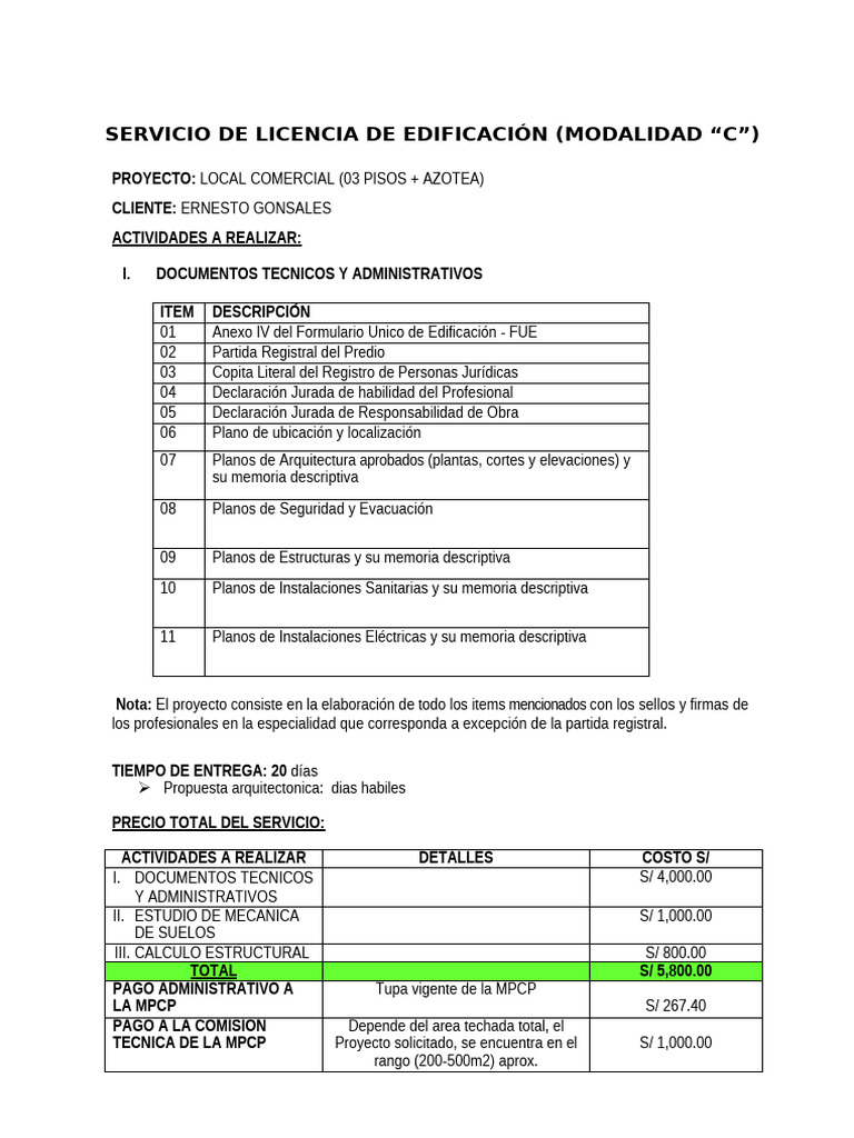 SERVICIO DE LICENCIA DE EDIFICACIÓN | PDF