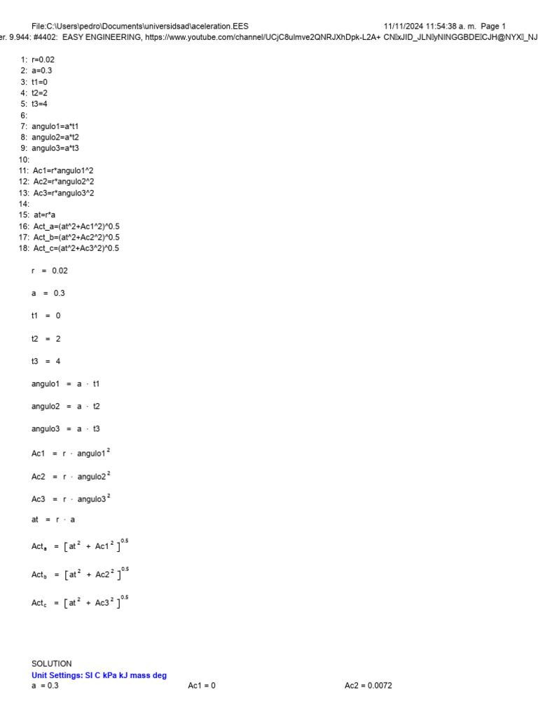 Engineering Acceleration Calculations | PDF