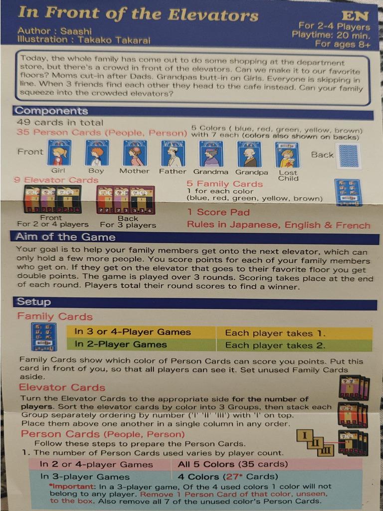 In Front of Elevators - Rulebook English | PDF
