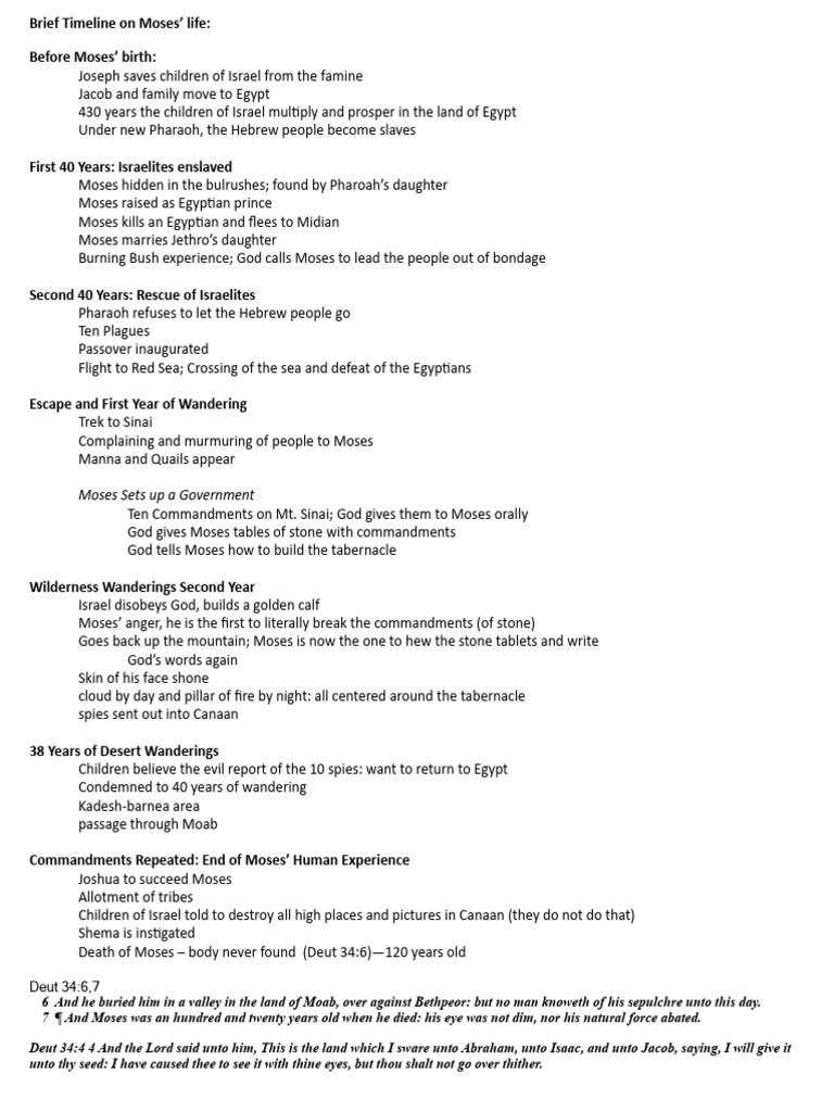 PDf+Timeline+for+moses+ | PDF | Moses | Ten Commandments