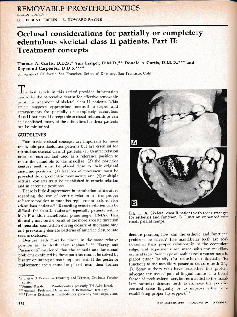 Occlusal considerations for partially or completely edentulous skeletal ...