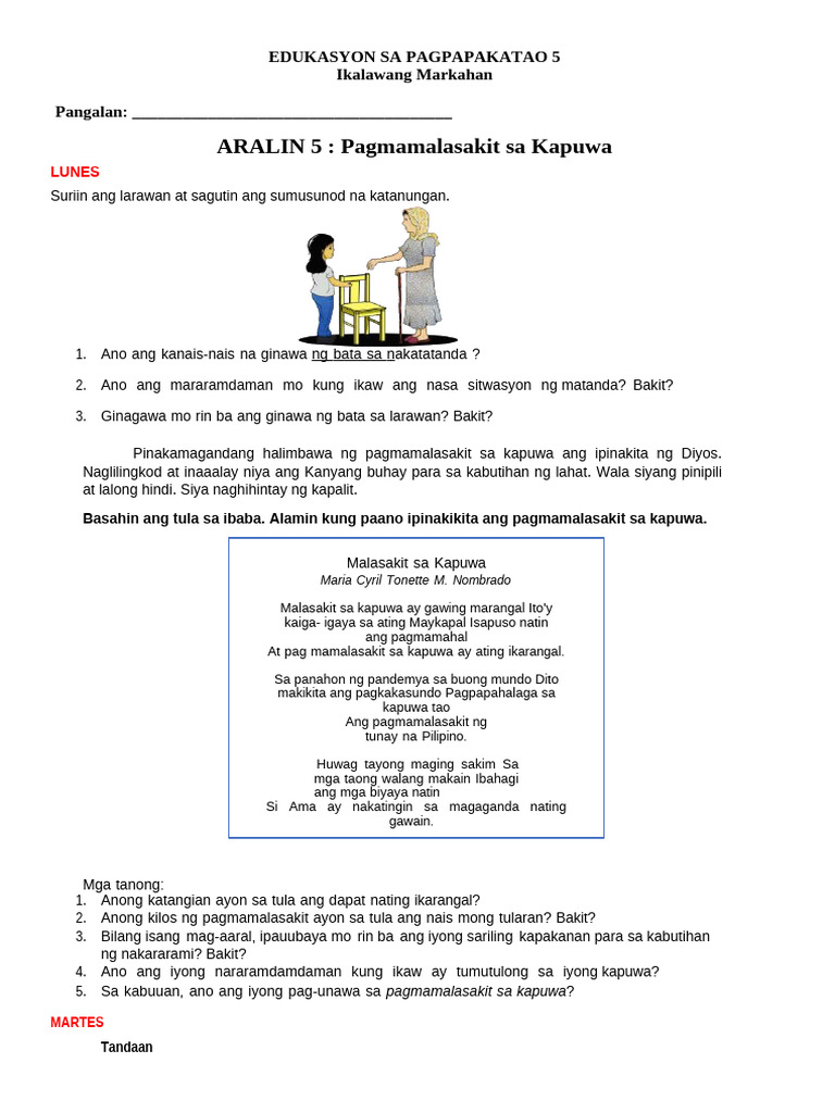 ESP Q2 Activity Sheet Week5 | PDF