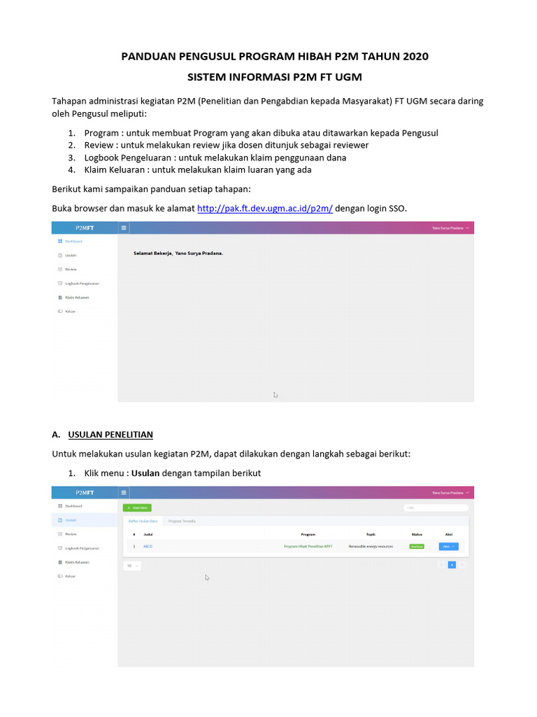 Panduan Hibah P2M FT UGM 2020 | PDF
