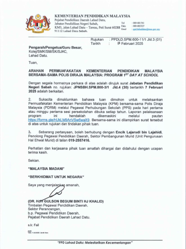 Arahan Permuafakatan KPM - PDRM | PDF