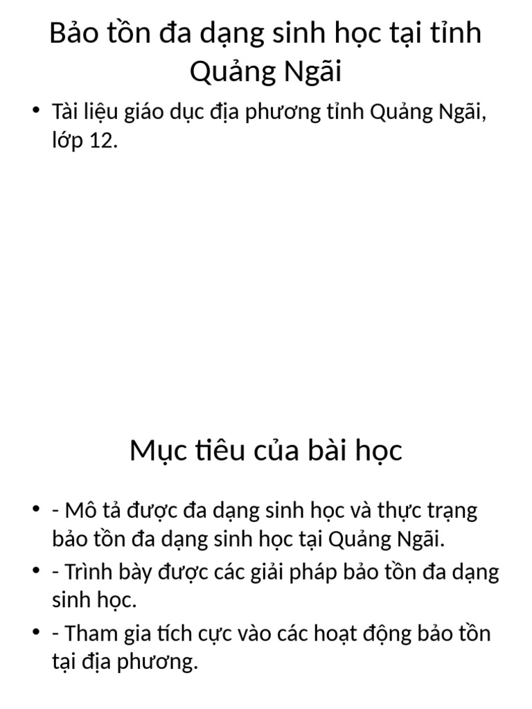 Bao Ton Da Dang Sinh Hoc Quang Ngai Updated | PDF
