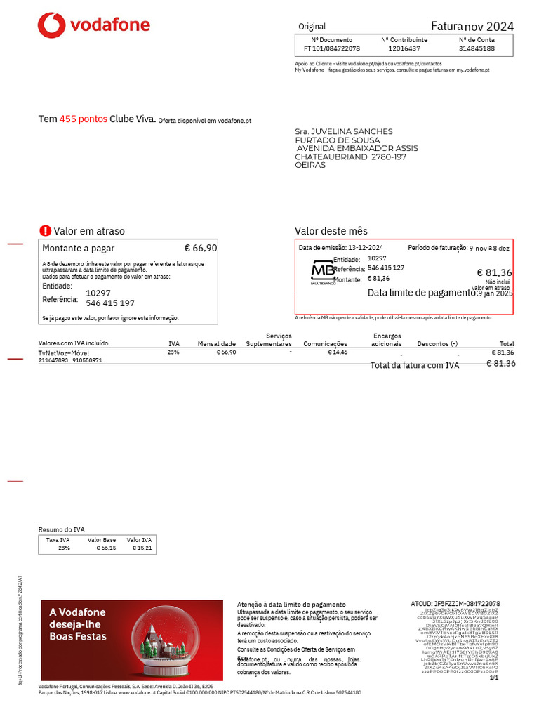 Fatura 20241209 PDF | PDF | Imposto sobre Valor Agregado (IVA)