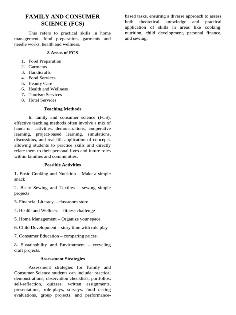 Family & Consumer Science Guide | PDF