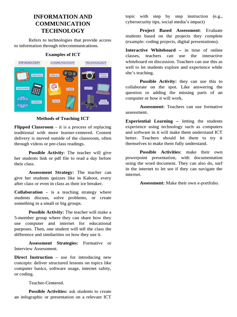 ICT Teaching Strategies Guide | PDF | Educational Technology | Pedagogy
