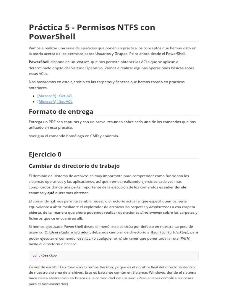 Permisos NTFS con PowerShell | PDF | Archivo de computadora | Directorio (Computación)