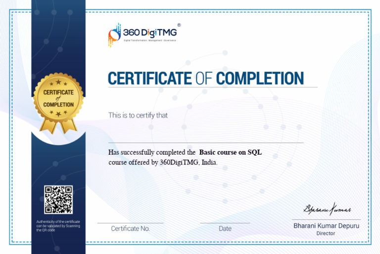Certificate OF SQL (360DigitMg) | PDF