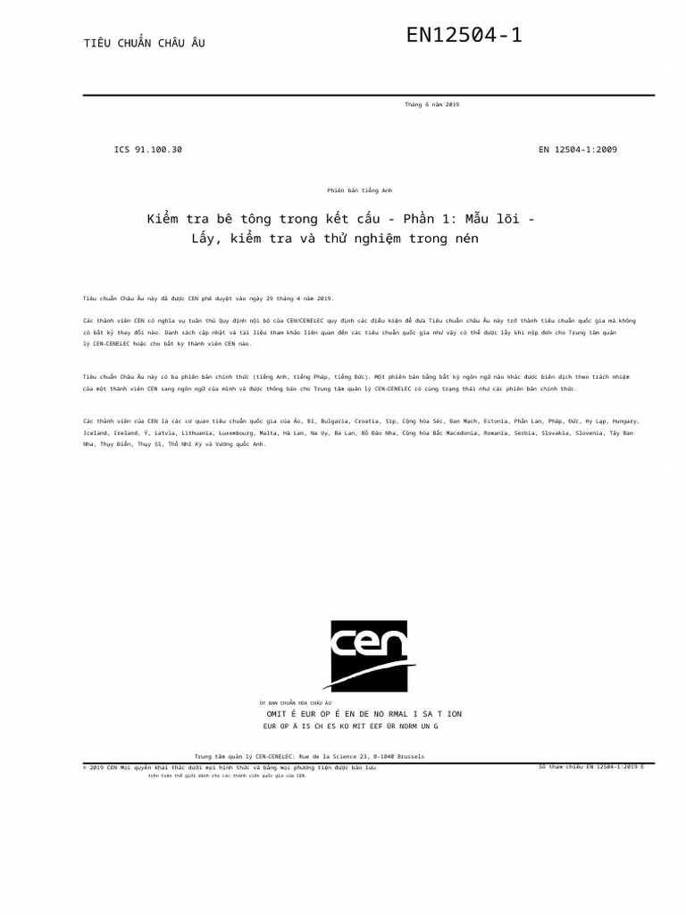EN 12504-1 Cored Specimens-Taking, Examining and Testing in Compression ...