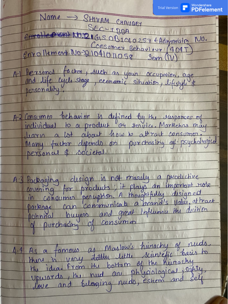 Shivam Chaubey Consumer Behaviour | PDF