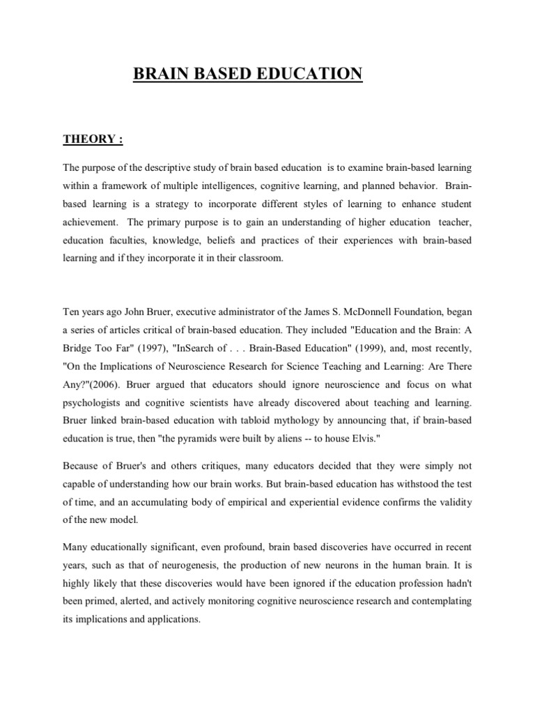 Brain Based Education | PDF | Self-Improvement | Science & Mathematics