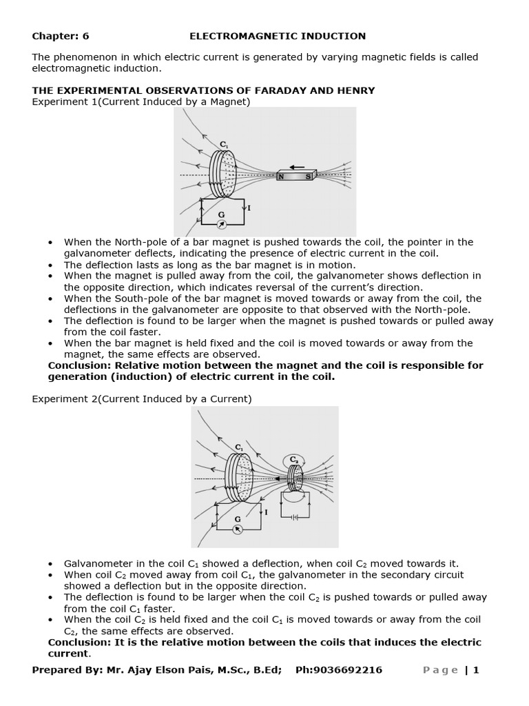 Electromagnetic Induction Experiments Explained | PDF | Inductance ...