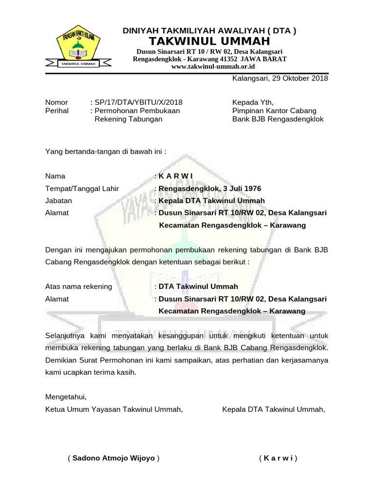 Surat Permohonan DTA | PDF