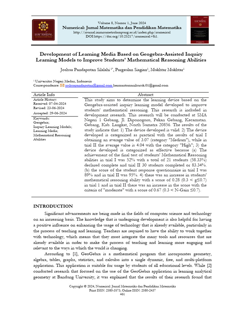 (S3) Development of Learning Media Based On Geogebra-Assisted Inquiry Learning Models To Improve ...