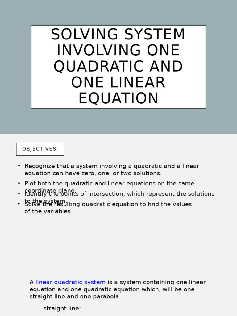 Solve Linear-Quadratic Systems | PDF
