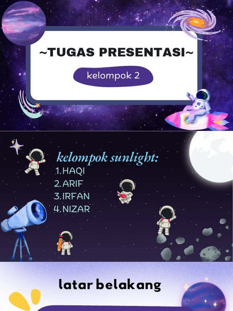 Ungu Putih Ilustrasi Tema Angkasa Tugas Presentasi Kelompok | PDF