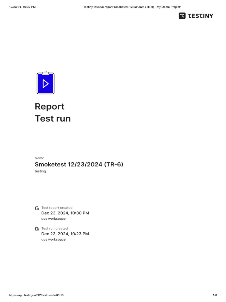 Testiny - Test Runs | PDF | Software | Computing