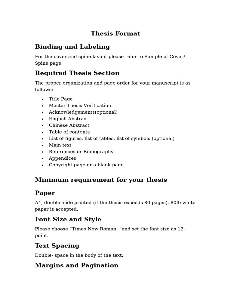 A. Thesis Format of MBA in Finance | PDF | Thesis | Bookbinding
