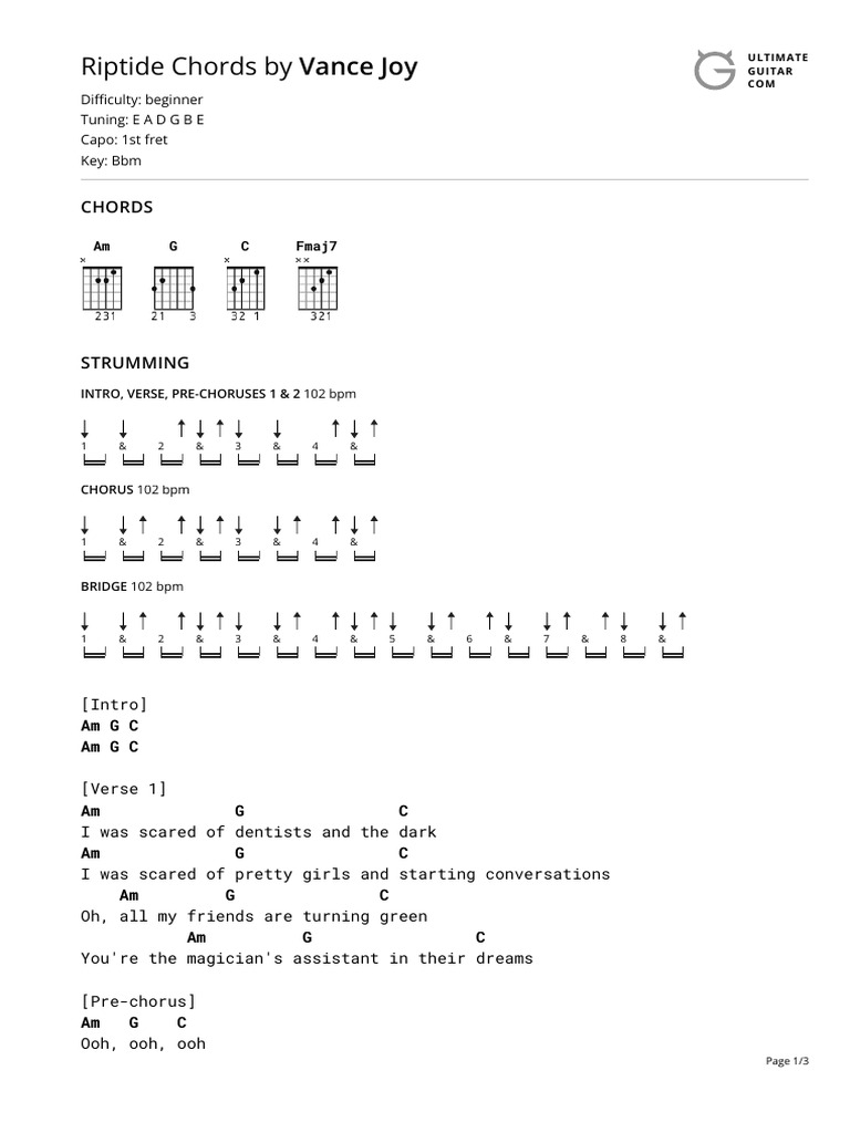 Riptide Chords (Ver 2) by Vance Joytabs at Ultimate Guitar Archive ...