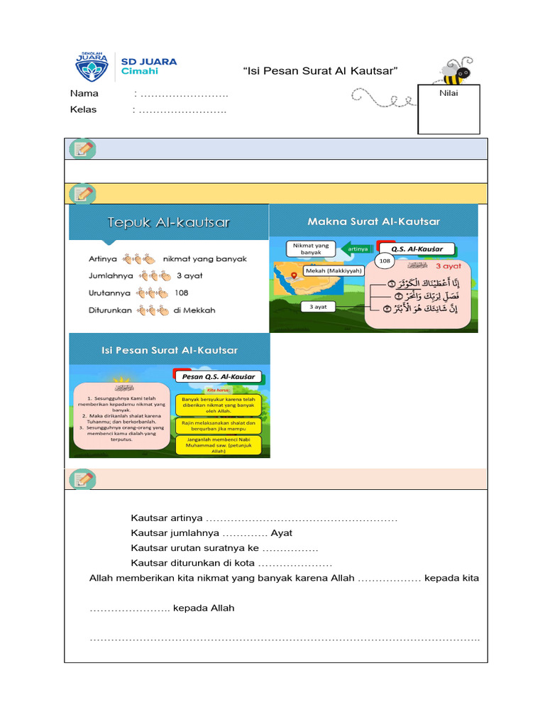 6.2 LKPD kelas 2_Isi Pesan surat Al-Kautsar | PDF