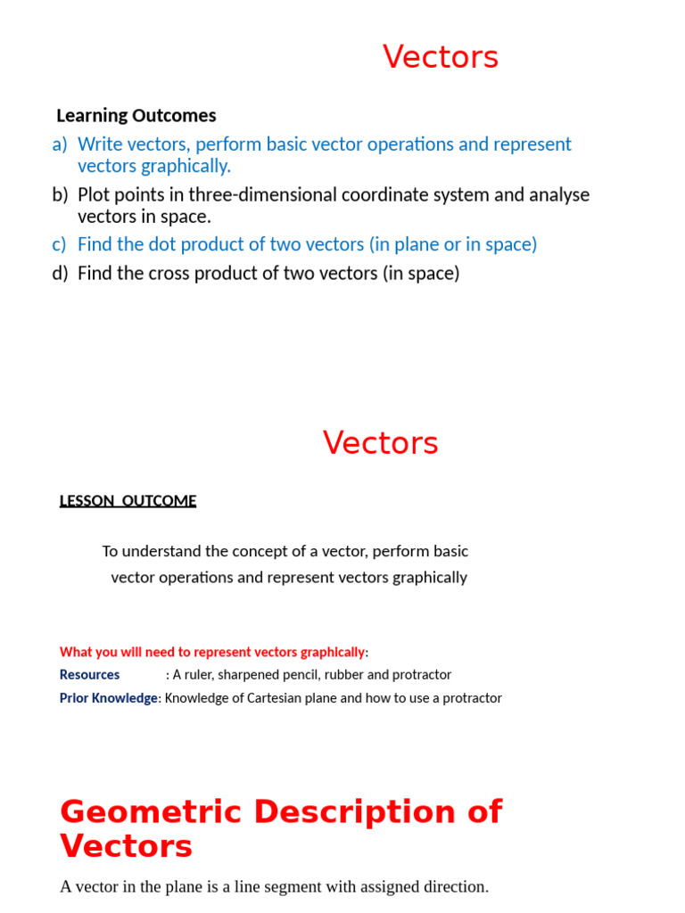 Vectors in A Plane | PDF | Euclidean Vector | Cartesian Coordinate System