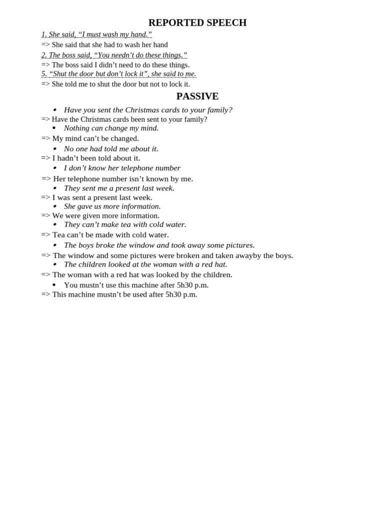 Indirect + Passive | PDF
