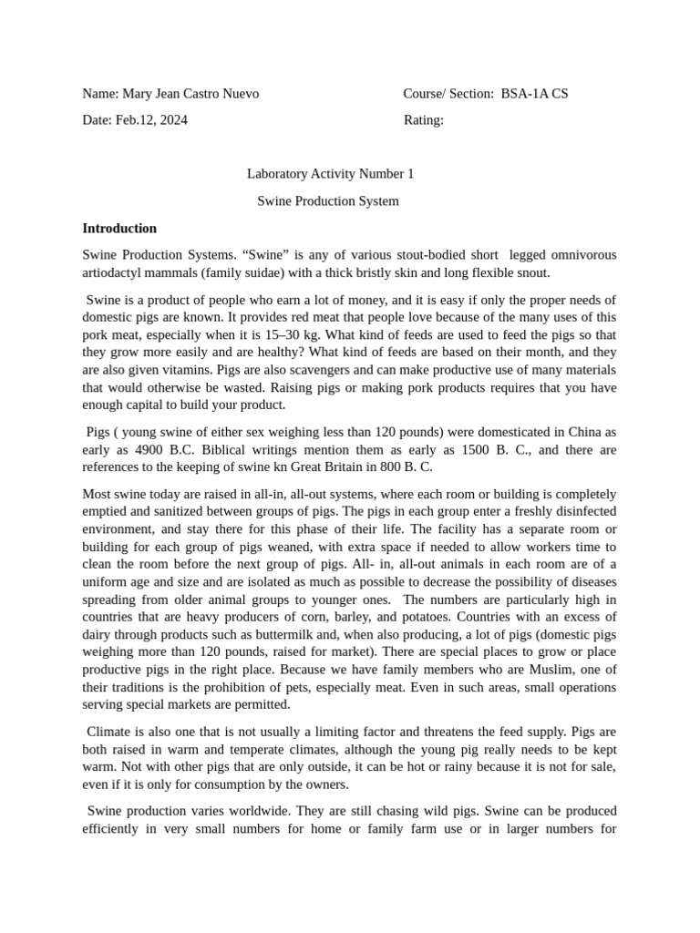 Swine Production Systems Overview | PDF | Pig | Meat