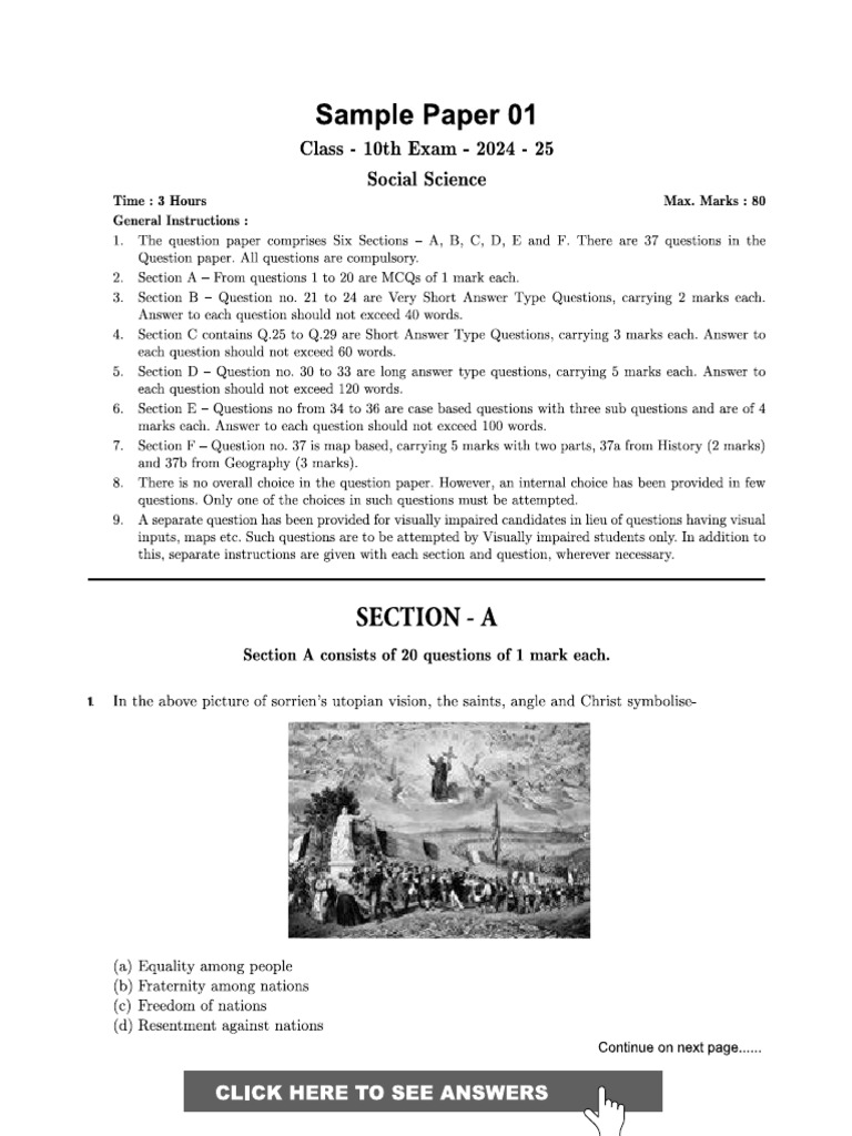 Social Science Sample Paper 1 (2024-25) | PDF