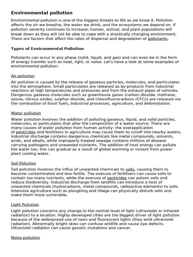 Environmental Pollution | PDF | Pollution | Water Pollution