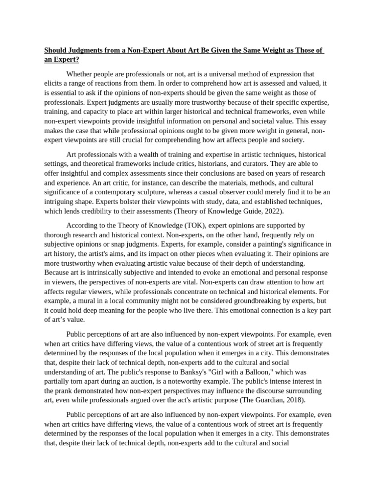 Art final | PDF | Expert | Knowledge