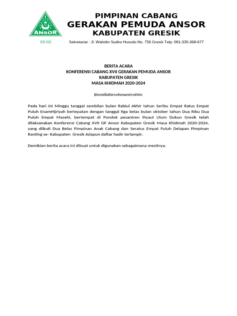 Contoh Berita Acara Konferensi | PDF