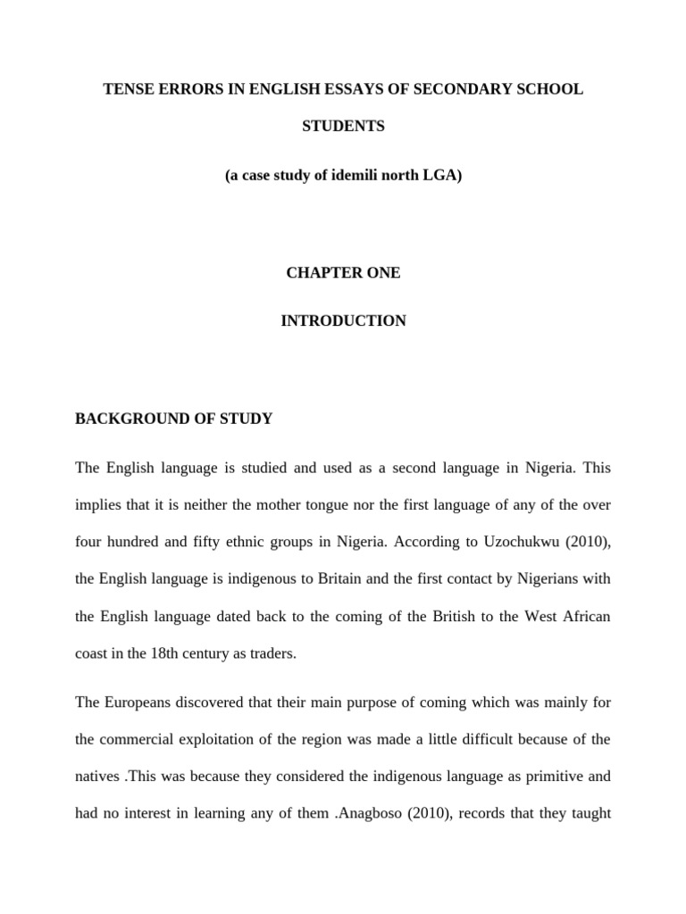 Tense Errors in English Essays of Secondary School Students | PDF | Perfect (Grammar) | Second ...