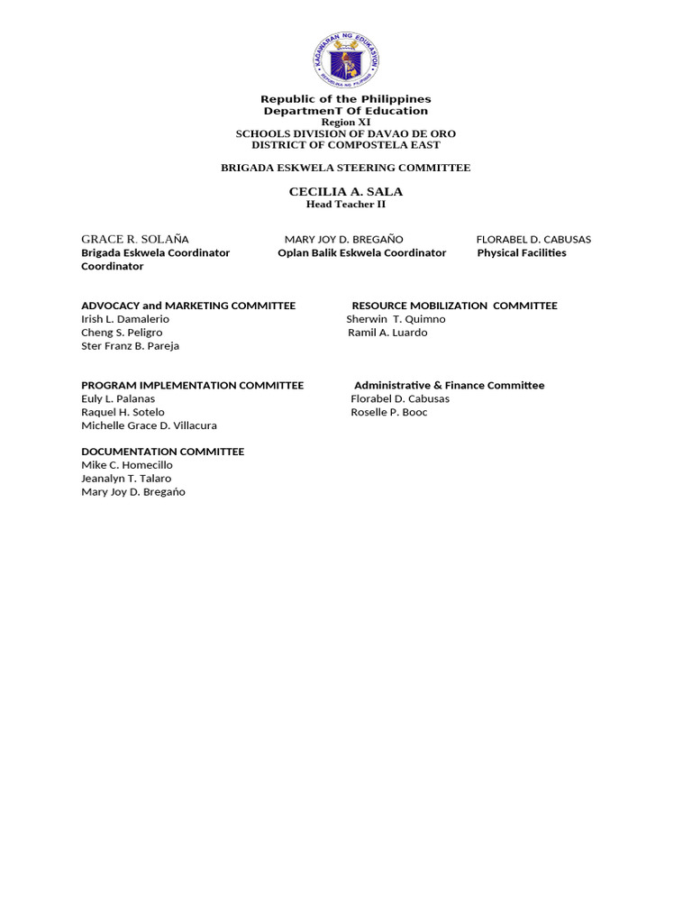 Brigada Eskwela Steering Committee | PDF