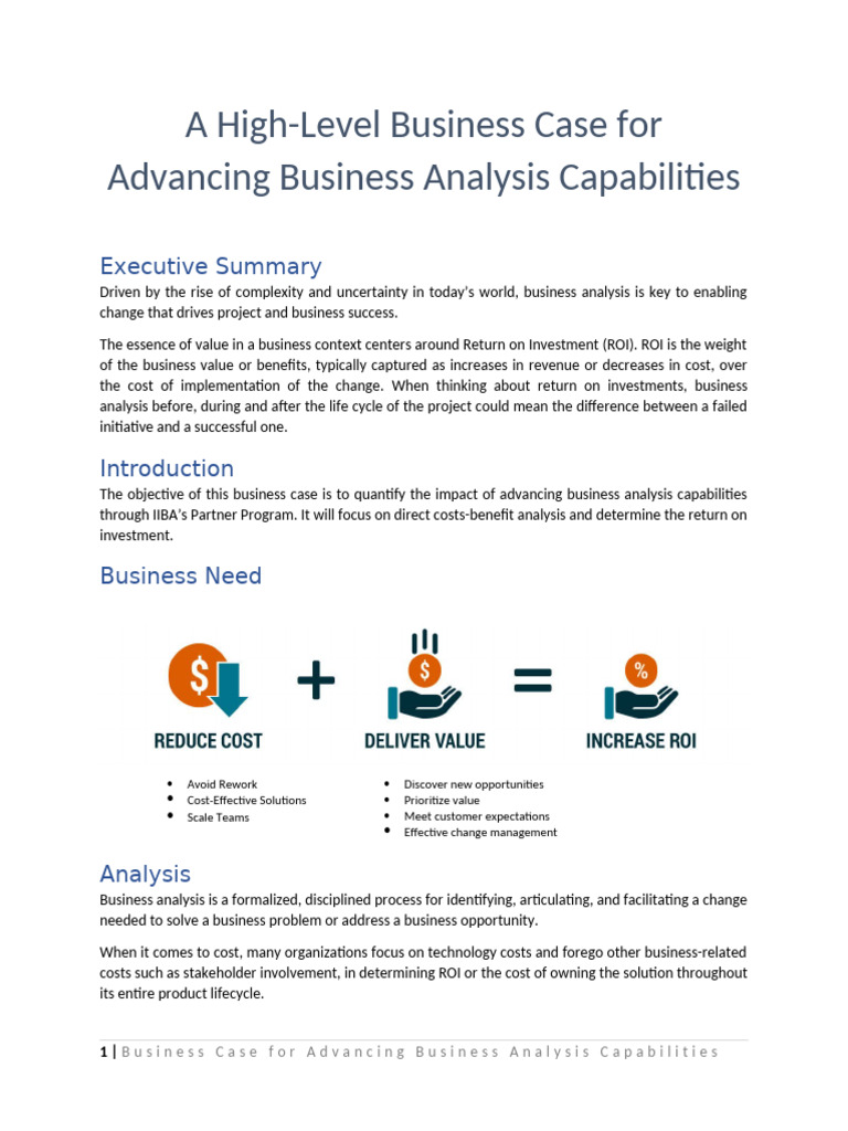 Business Case for Enhanced Analysis Skills | PDF | Business Analysis ...