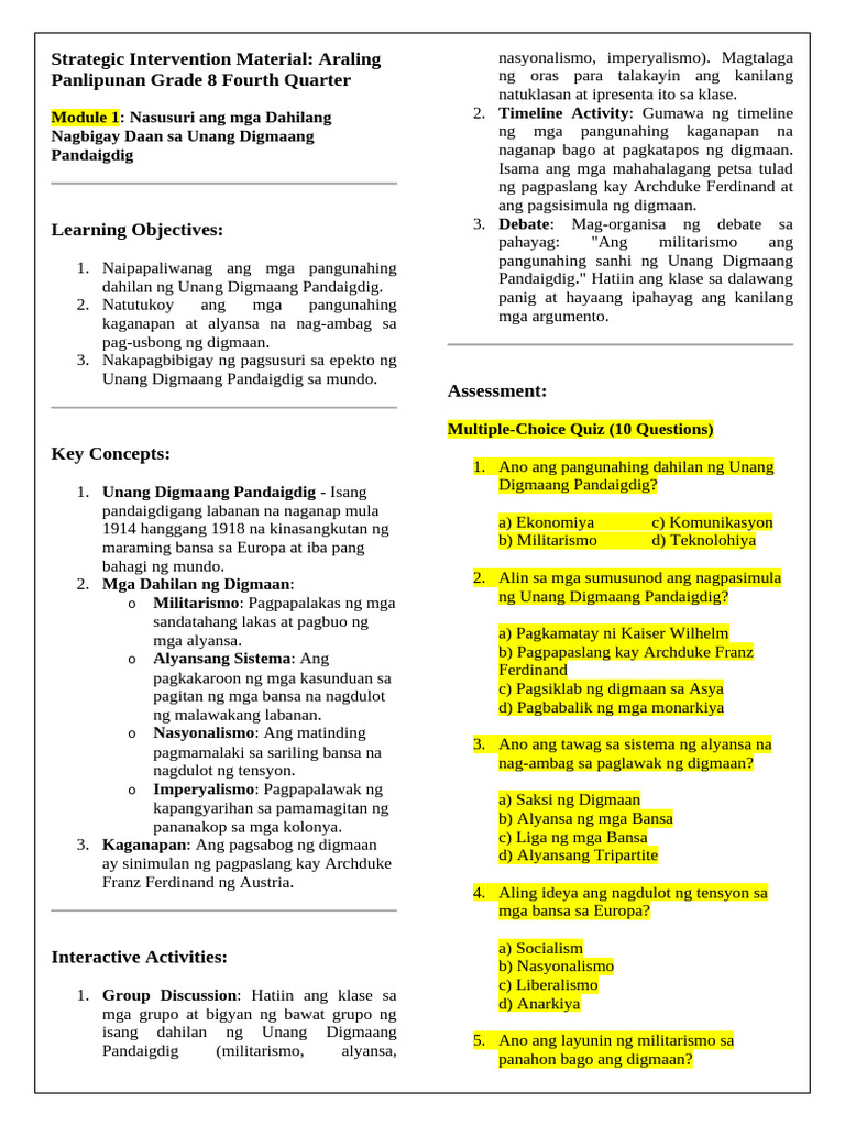Strategic Intervention Material G8 4TH QUARTER 23 24 | PDF