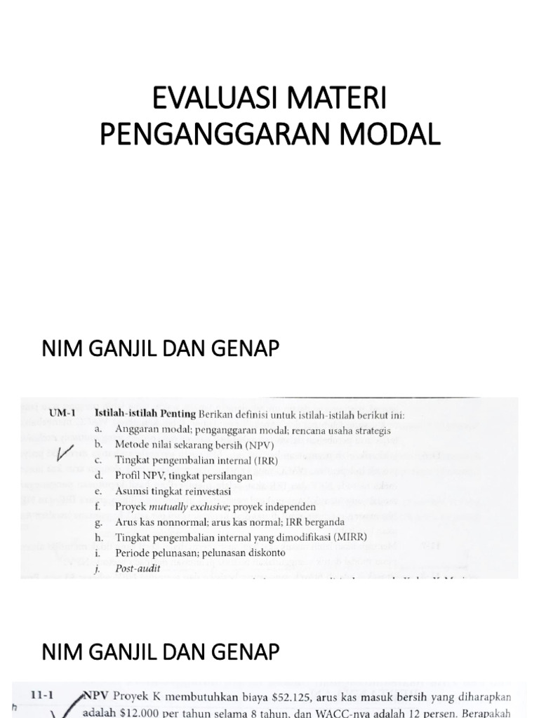 Evaluasi Materi Penganggaran Modal | PDF