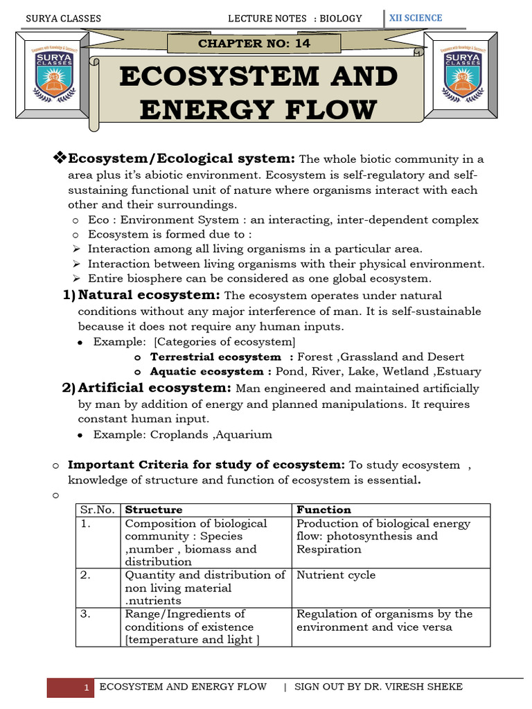14 Ecosystem and Energy Flow | PDF | Food Web | Ecosystem