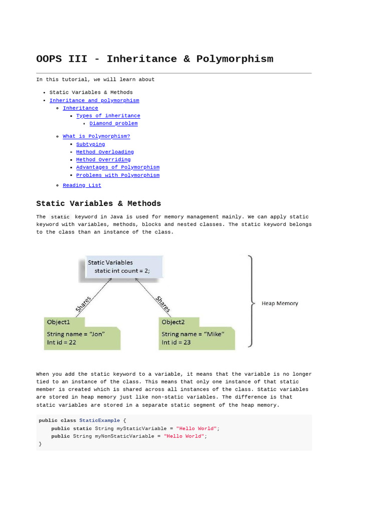 03 Oops Inheritance And Polymorphism Pdf Method Computer Programming Inheritance Object
