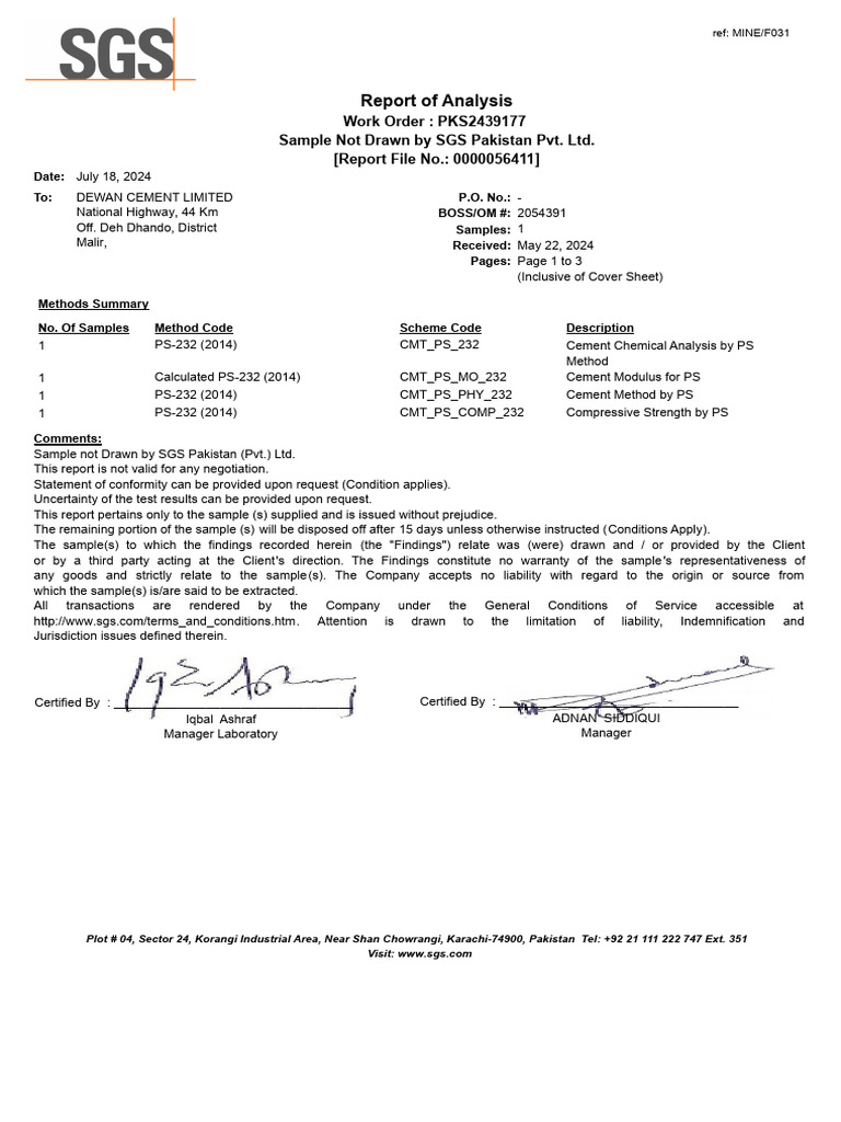 ASTM - Report of Analysis | PDF