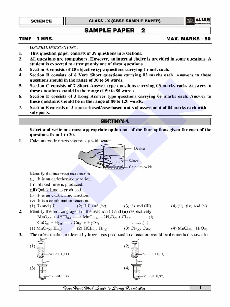Sample Paper 2 Science | PDF