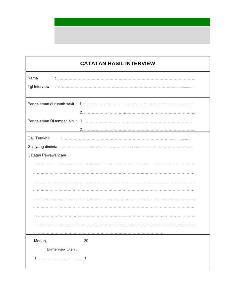 Catatan Interview Kandidat Medis | PDF