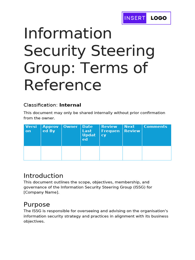 ISG 1 - Information Security Steering Group Terms of Reference | PDF ...
