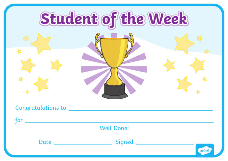 Roi CM 1701171777 Student of The Week Certificate - Ver - 1 | PDF