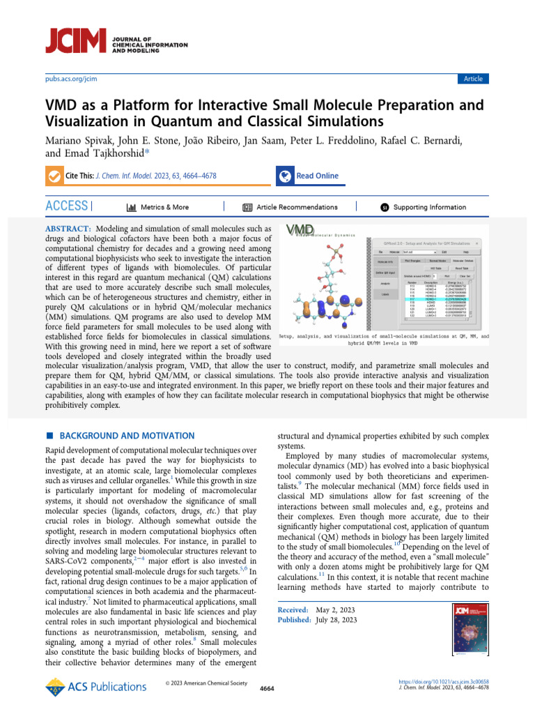 Spivak Et Al 2023 VMD As A Platform For Interactive Small Molecule Preparation and Visualization ...