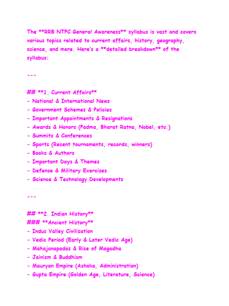 General Awareness Syllabus | PDF
