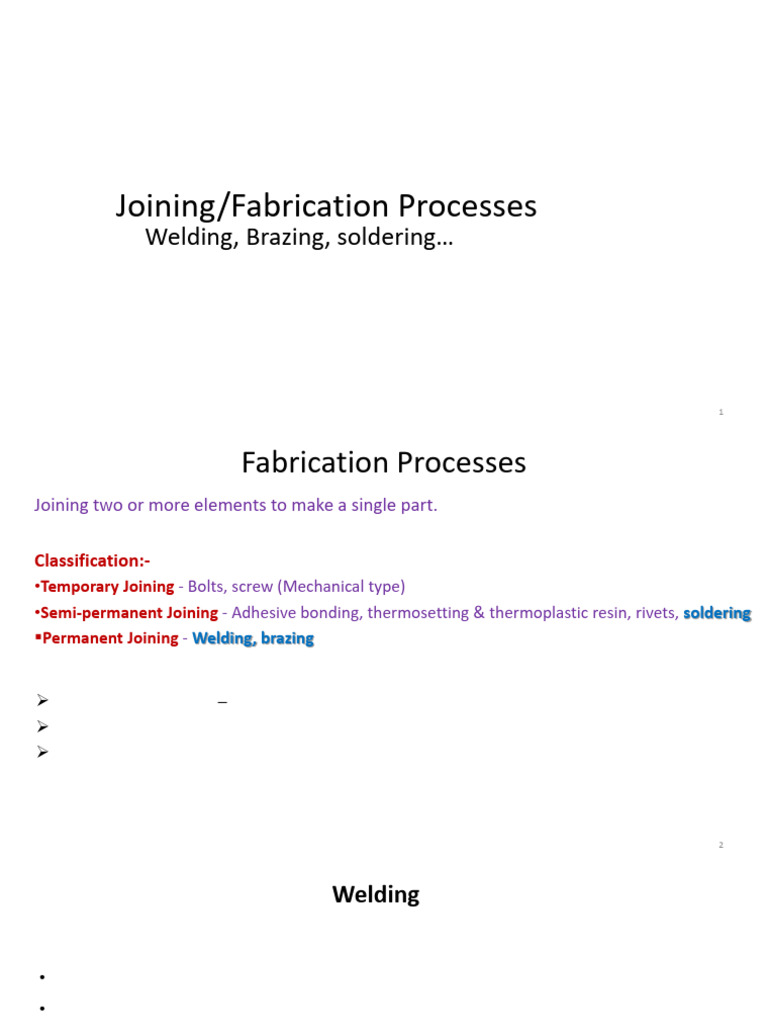 Joining and Welding Processes Overview | PDF | Welding | Construction
